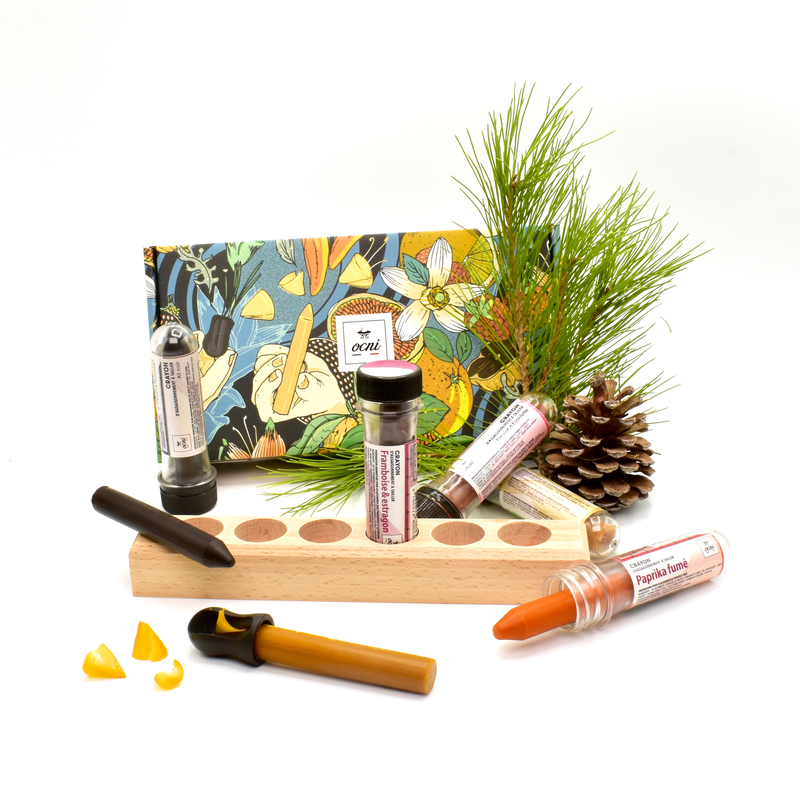 3 crayons d'assaisonnement : Citron confit, Basilic et Piment & ail